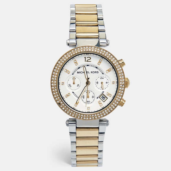 Michael Kors | Accessories | Michael Kors Silver White Dial Twotone ...